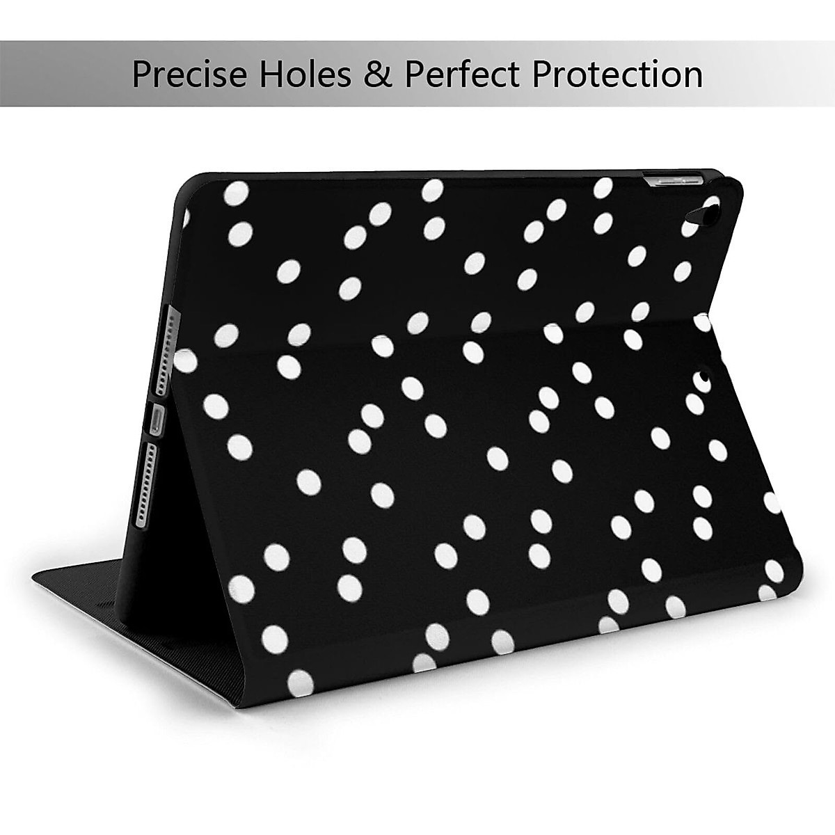 Black White Polka Dots Printed Leather Tablet Cases for Ipad Air3/Ipad Pro 10.5" - Shockproof Tablet Cover Protective Case with Auto Sleep/Wake