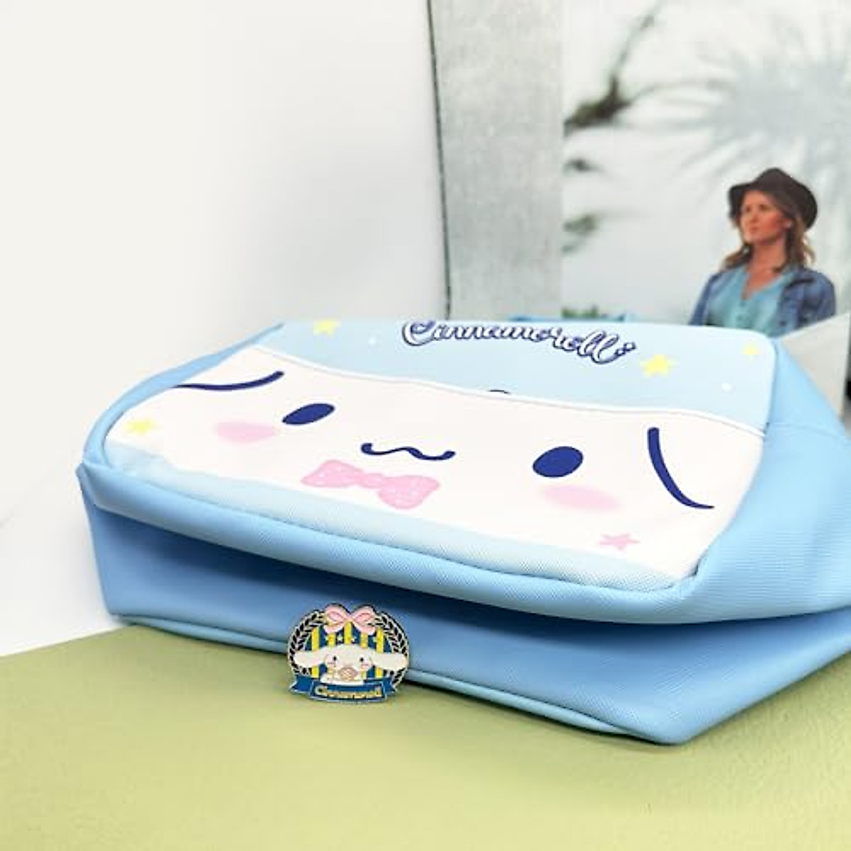 Kawaii White Dog Insulated Lunch Bag with Pin for Women, Reusable Large Capacity Lunch Box, Leakproof Lunch Tote Bag with Front Pocket, Lunchbox Container Thermal Cooler Bag Food Handbags for Work