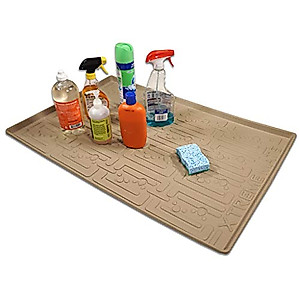 Xtreme Mats - Waterproof Under Sink Mat for Kitchen, Pick Your Size - 34" 1/4 x 22 1/4 - Kitchen Cabinet Shelf Protector, Flexible Under Kitchen Sink Drip Tray Liner - CM-36-BEIGE