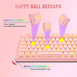 RGB Pink Gaming Keyboard and Mouse Combo,87 Keys Gaming Keyboard Wired RGB Backlit Gaming Keyboard Mechanical Feeling with RGB 7200 DPI Pink Gaming Mouse Set for PC MAC PS4 Xbox Laptop