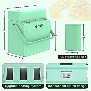 3 IN 1 Roll On Waxing Kit, CENYEDA Hair Removal Triple Roll-On Wax Warmer with 3 Honey Wax Cartridge Depilatory Wax Roller Refill for Legs Arms and Underarm, Upgrade Heating System-Just 13 Mins(Green)