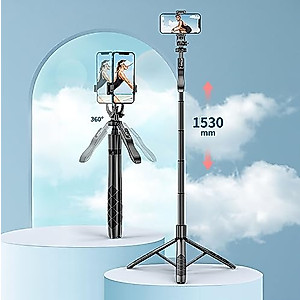 Yuehuam 60 Cell Phone Selfie Stick Tripod,Smartphone Tripod Stand All-in-1 Portable Lightweight Phone Tripod Stand with Wireless Remote & Phone Holder Extendable Phone Tripod