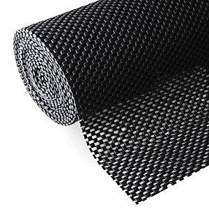 Shelf Liner, Non-Adhesive Roll Drawer Liners 12 Inches x 20 Feet for Drawers, Non Slip Grip Durable Strong Clean, for Cabinets, Kitchen, Storage, Desks, Kitchenware, Tableware, Black