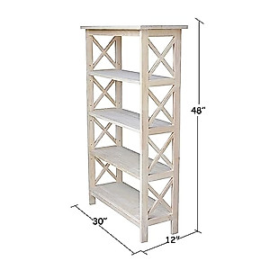 International Concepts 4-Tier X-Sided Bookcase, Unfinished