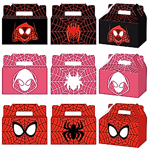 Yizeda 18 PCS Spider Birthday Party Favor Boxes Spider Hero Party Candy Gift Boxes Miles Morales Goodie Boxes for Spider Themed Birthday Party Decorations