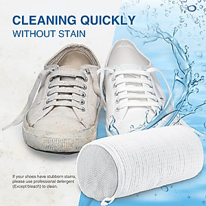 Teletrogy Shoe Washing Bag for Washing Machine, Fluffy Fibers Keep 360° Wrap-around Cleaning, 2 Pairs Adjustable Shoe Trees, Durable Hidden Zipper Reusable Shoe Laundry Bag for Sneaker Gym Shoes White