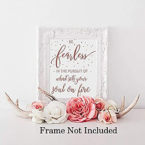 She Believe She Could So She Did-Be Fearless in The Pursuit of What Sets Your Soul On Fire with Polka Dot Rose Gold Foil Print,Inspirational Quote Cardstock Art Print (Set of Two,8x10 inch,UNFRAMED)