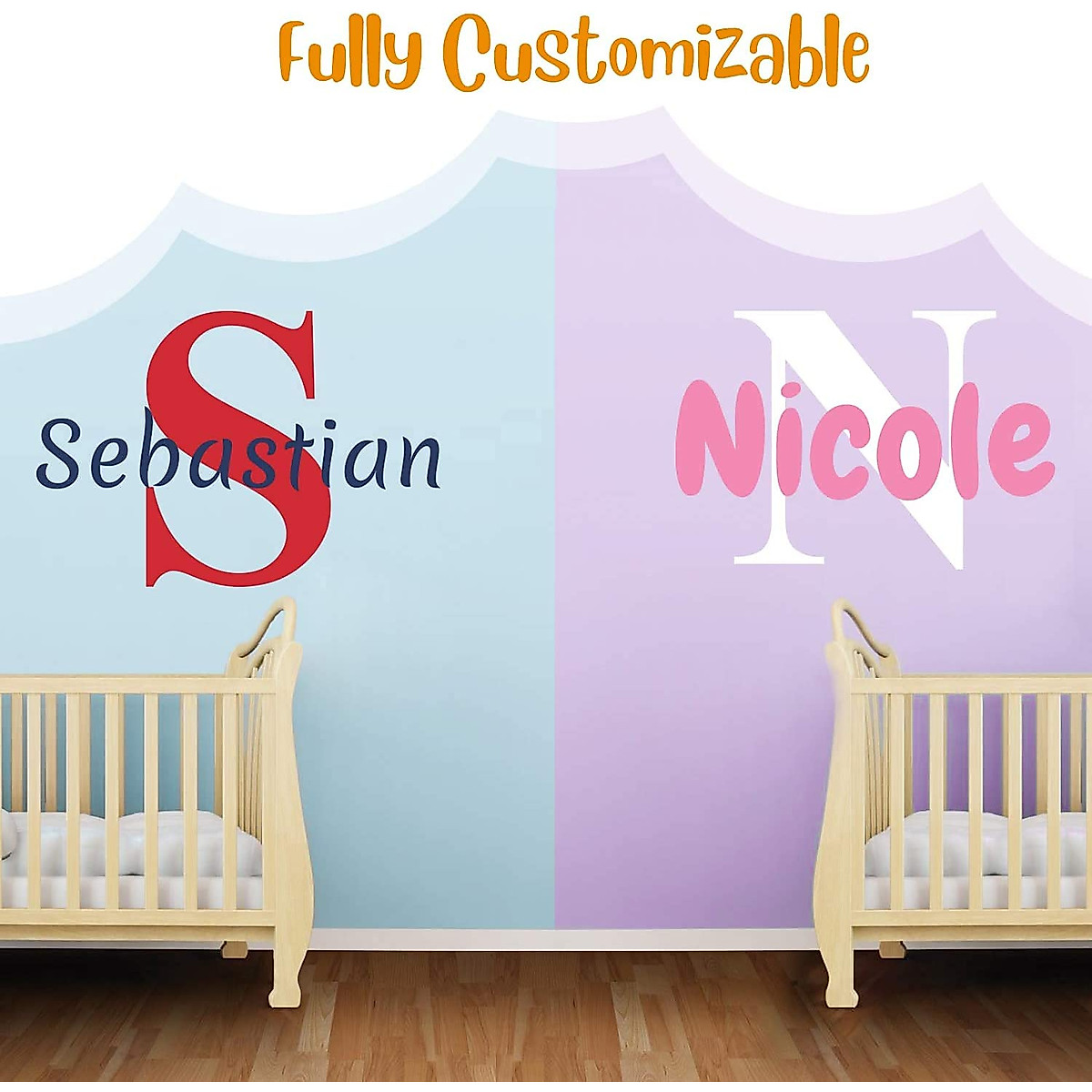 crypto, Multiple Font Custom Name & Initial Nursery Wall Decal - Mural Wall Decal Sticker for Home Children's Bedroom, Car & Laptop (OP002)