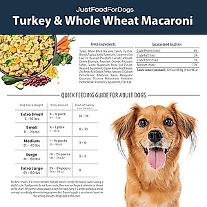 JustFoodForDogs Pantry Fresh Wet Dog Food, Complete Meal or Dog Food Topper, Turkey & Whole Wheat Macaroni Human Grade Dog Food Recipe - 12.5 oz (Pack of 6)