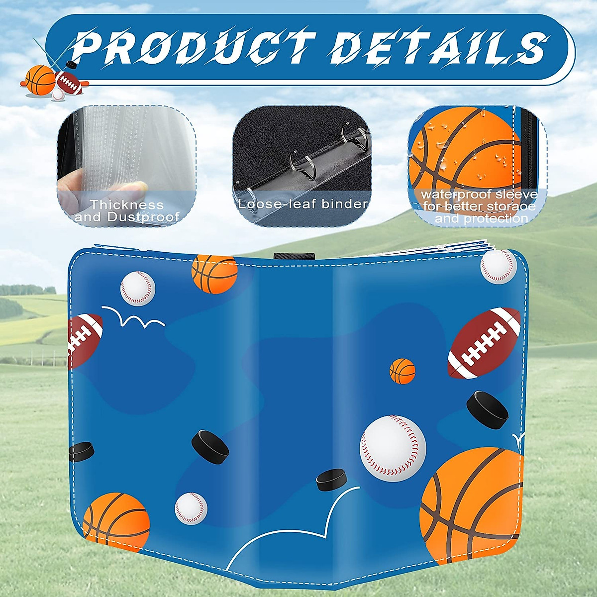 Sports Card Binder, 4-Pocket Trading Card Binder,400 Pockets Double Sided Pockets Baseball Card Binder, Football Baseball Basketball Hockey Card Collection Storage Album