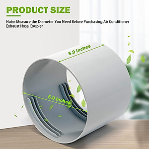 Portable AC Coupler 5.9 inch (150mm) Air Conditioner Accessories Exhaust Hose Coupler, Support Clockwise/Counter-Clockwise Thread, AC Hose Coupler Coupling Extension Connector
