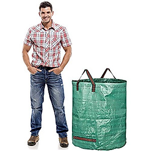 GardenMate 3-Pack 80 Gallons Professional Reusable Garden Waste Bags (H33, D26 inches) - Yard Waste Bags with Double Bottom