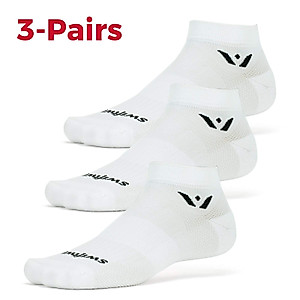 Swiftwick- ASPIRE ONE (3 Pairs) Running & Cycling Socks, Breathable, Compression Fit (White, Medium)