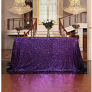 SquarePie Sequin Tablecloth 50 x 72 Inch Purple Sparkly Table Cloth for Wedding Party
