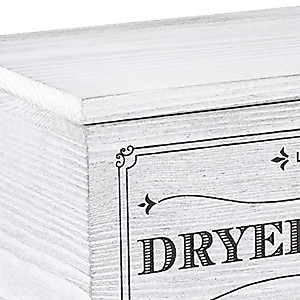 Dryer Sheet Holder for Laundry Room | Wooden Box Dryer Sheet Dispenser | Farmhouse Laundry Room Decor Accessories | Dryer Sheet Container with Lid | Laundry Room Organization Storage Container (Grayish White)| Laundry Softener Dispenser Sheets