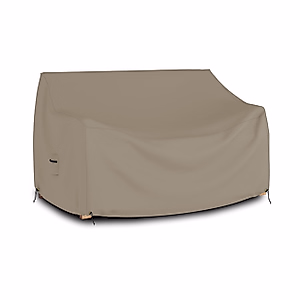 Covers & all Outdoor Loveseat Sofa Cover, 12 Oz Waterproof UV & Weather Resistant Patio Furniture Bench Cover Outdoor Use with Air Vent & Drawstrings (70"W x 35"H x 38"D x 15"FH, Beige)