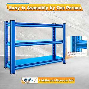 Rufokisa 40" W Garage Shelving Heavy Duty，1500LBS Loads Adjustable Garage Storage Shelves,3-Tier Metal Storage Racks and Shelving Units, Utility Rack Shelves,40”W x 18”D x 36”H,Blue