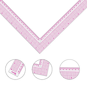 KEARING 12 Inch Plastic L-Square Ruler Clear Sewing Ruler for Pattern Making, Fabric Sewing Measuring Supplies