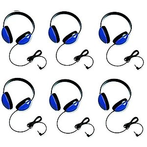 Califone 2800-BL Listening First Stereo Headphones for Kids Bundle (Blue) (6 Items)
