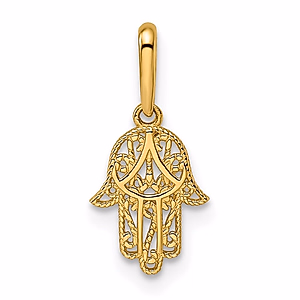 Auriga Fine Jewelry 14k Yellow Gold Hamsa Pendant Fine Jewelry for Women (L-11.25mm, W-7.75mm) (AFJ-QG-YC1502)
