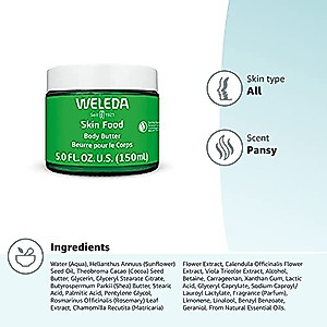 Weleda Skin Food Body Butter 5 Fluid Ounce, Sustainable Glass Jar, Plant Rich Hydrating Moisturizer with Shea and Cocoa Butter, Sweet Almond Oil and Pansy