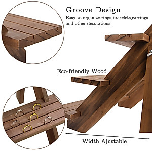 51pcs 3-Tier Wood Earring Display Stand, Retail Jewelry Card Stand with Groove + 50 Cards Portable Ring Organizer Holder Showcase Racks for Business Home Using