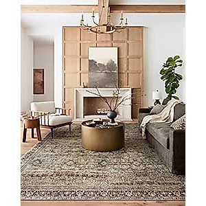 Loloi II Layla Collection LAY-03 Traditional Olive/Charcoal 5'-0" x 7'-6" Area Rug