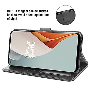 Asuwish Compatible with OnePlus Nord N100 Wallet Case Tempered Glass Screen Protector Leather Flip Cover Card Holder Stand Cell Phone Cases for One Plus N 100 4G 1 Plus 1plus One+ 1+ 100N Men Black