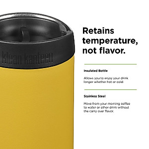 Klean Kanteen TKWide Insulated Coffee Tumbler with Caf Cap - Stainless Steel Coffee Tumbler - 12 oz, Marigold