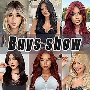 COSYMAY Blonde Wig for Women Long Synthetic Wig with Wavy Ends 22'' Natural Wave Cosplay Wig Glueless Heat Resistant Costume Wig Daily Wear Middle Part Full Wig