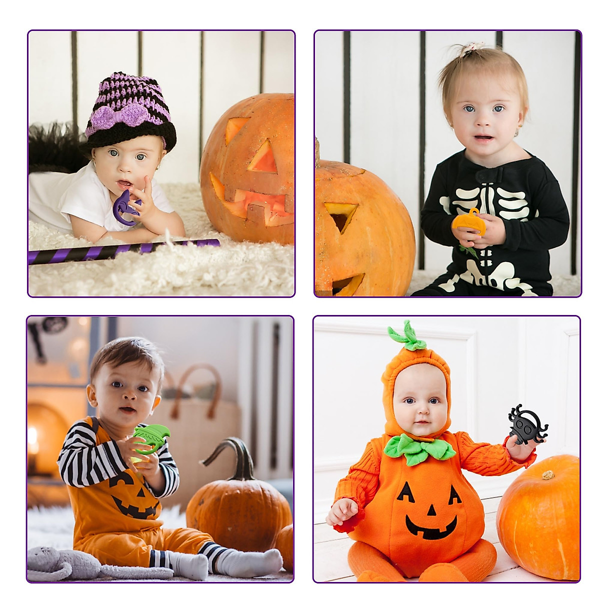 Halloween Teething Toys, Soft Silicone Baby Soothing Teether Chew Toys for Toddlers, Treat or Trick Stocking Stuffers Bags Gifts