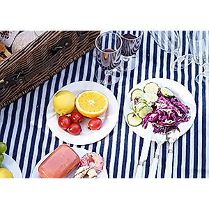 Wicker Picnic Basket for 4 with Soft Picnic Blanket, Picnic Set for 4 with Beach Mat, Willow Hamper Service Gift Set for Camping and Outdoor Party Best Gifts