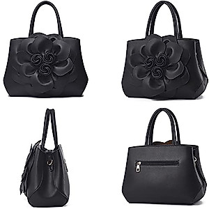 Cayla 3D Floral Handbags for Women Top Handle Purse PU Leather Satchel Bag Small Tote Bags Vintage Handbag Girl Shoulder Bag-purple