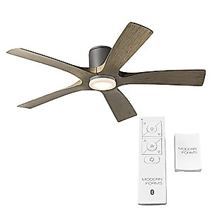 Modern Forms Aviator Smart Indoor and Outdoor 5-Blade Flush Mount Ceiling Fan 54in Graphite Weathered Gray with Remote Control (Light Kit Sold Separately) works with Alexa, and iOS or Android App
