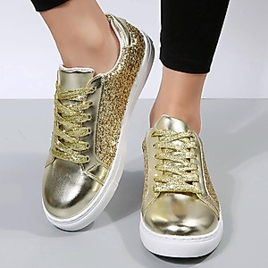 WEGOODZF Flat Glitter Shoe Laces: Metallic Light Gold Sparkle Shoelaces for Sneakers 43 inch -2Pair