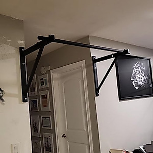 Titan Fitness Adjustable Depth 52" Wall Mounted Pull Up Bar, 14" or 22" from Wall, Rated 400 LB, Home or Garage Gym Chin Up Workout Training Station, Upper Body Workout