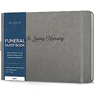 Skyline Funeral Guest Book for Memorial & Funeral Services – in Loving Memory Guest Sign in Book for Funerals – 738 Guest Entries with Name & Address, 129 Pages, Hardcover, 10x7″ (Grey)