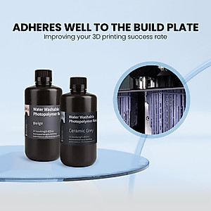 ELEGOO Upgrade Water Washable 3D Printer Resin LCD UV-Curing Resin 405nm Standard Photopolymer Resin for LCD/MSLA/DLP 3D Printing 1000Gram Ceramic Grey