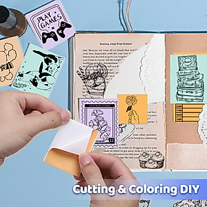 Ponek T02 White Self-Adhesive Paper, Black On White Paper, 50mm x 3.5m, 3 Rolls, Keep for 10 Years and T02/M02X/M02L Purple/Green/Orange Thermal Paper-20-Year Sticky 50mmx3.5m for Journal, 3 Rolls