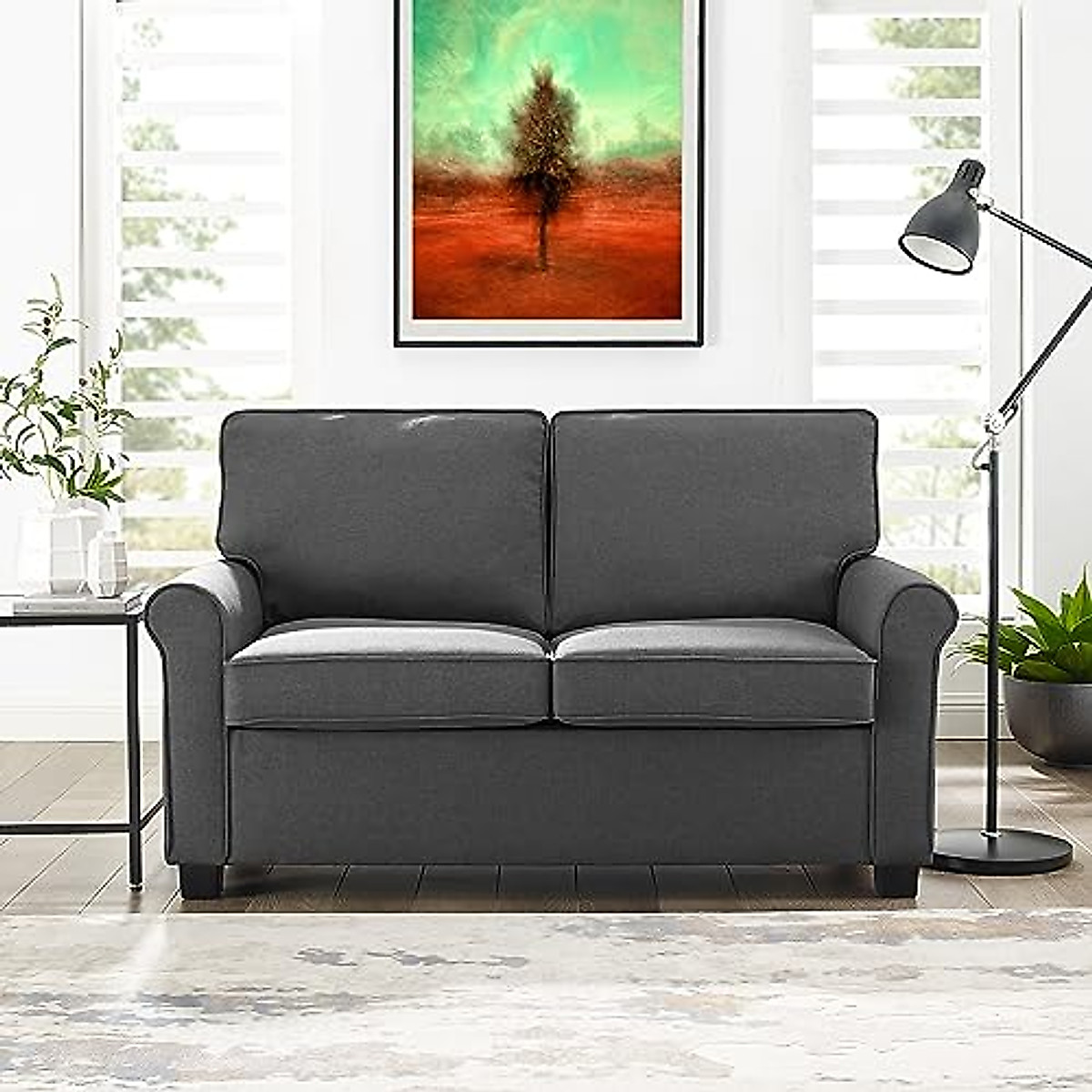 Urban Home Furniture Loveseat Sleeper Sofabed, Twin, Heather Grey