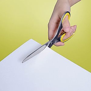 ALLEX Japanese Office Scissors for Desk, Extra Large 7.8" All Purpose Scissors, Made in JAPAN, All Metal Sharp Japanese Stainless Steel Blade with Non-Slip Soft Ring, Yellow