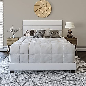 Boyd Sleep Napoli Upholstered Platform Bed Frame with Tri-Panel Headboard, Mattress Foundation Required: Faux Leather, White Twin