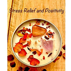 Intention Candle, Stress Relief and Positivity, Gemstones - Soy Candles for Prosperity, Ritual and Meditation. Explore now!