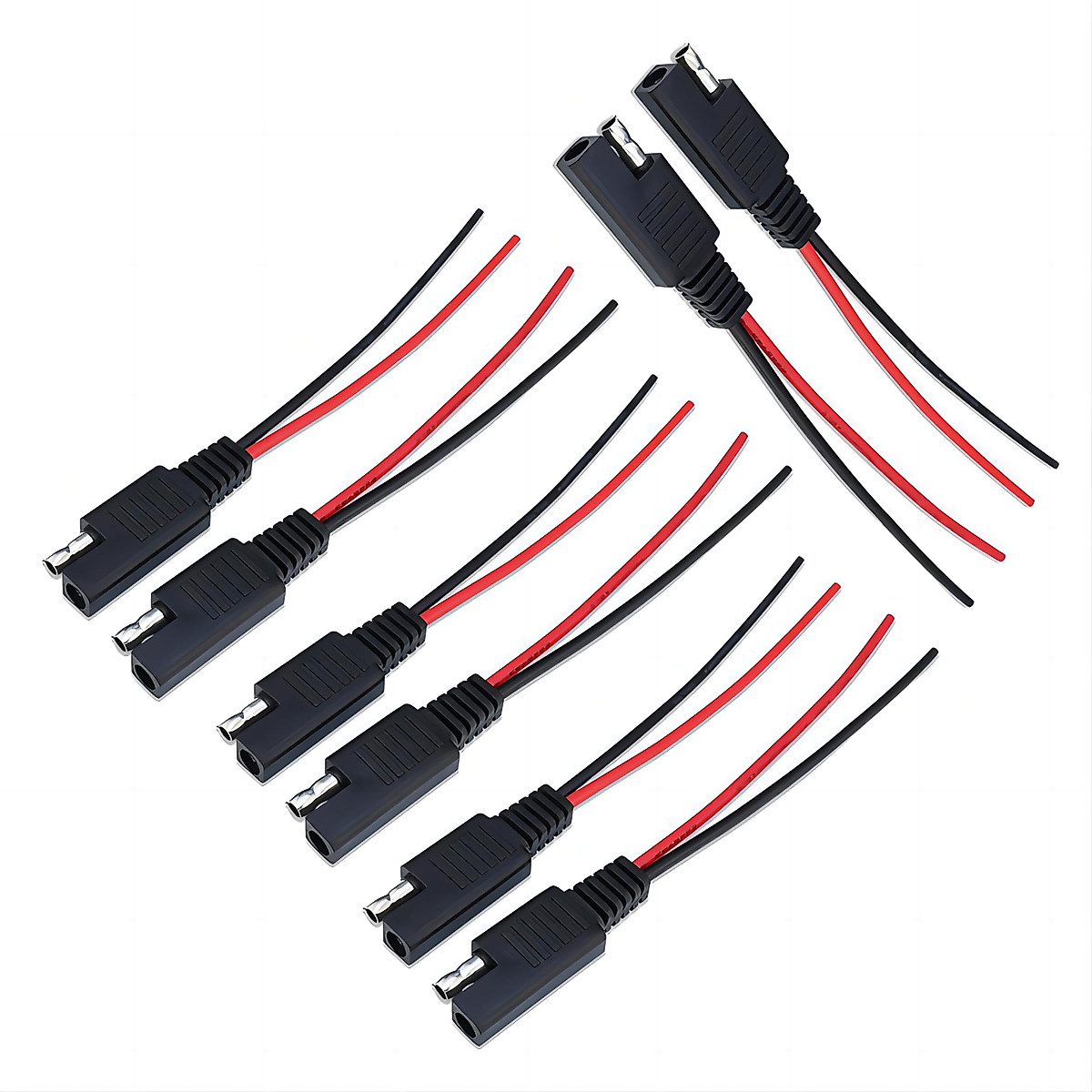 Crynod 8 PCS 14AWG Quick Connector, Waterproof Durable PVC Vehicle Wire SAE Connector Replacement, Universal Bendable 2 Pin Automotive Accessories for Motorcycle Truck Car SUV (Red)