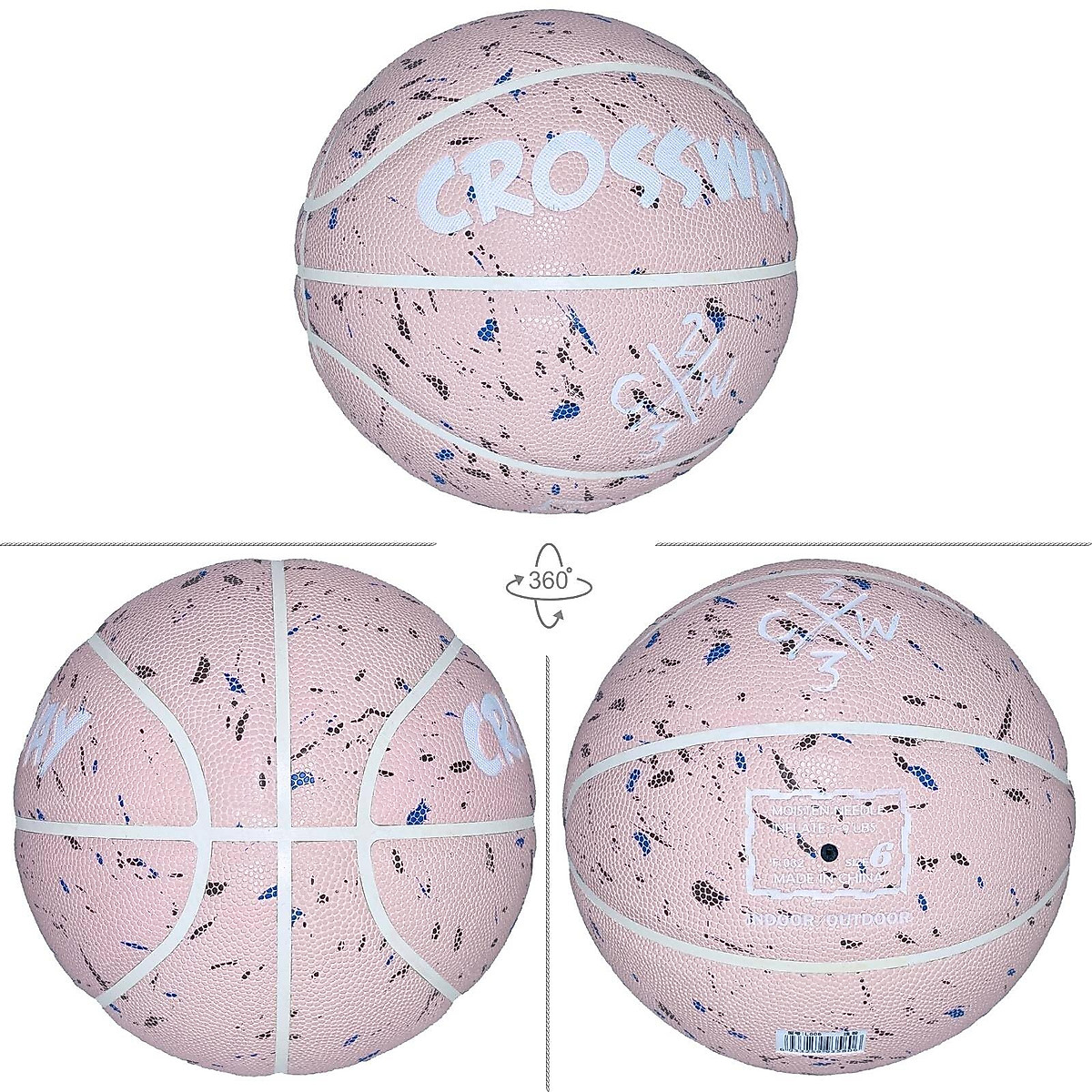 MAIBOLE Outdoor Basketball Composite Leather Size-6 – Women's Basketballs Indoor Ultra-Grip Excellent Bounce Durable with Pump Pink