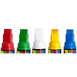 Glass Pen Window Marker: Jumbo Liquid Chalk Window Markers for Glass Washable, Car Marker or Mirror Paint Pen - Car Windows, Mirror, Storefront Windows, Parade & Party, Holiday (5 Pens - Wide Tip)