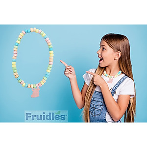 Fruidles Easter Bunny Candy Necklace, Multicolor Fruit-Flavored Chewables for Party Favors (12-Pack)