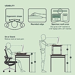 ZINUS Molly 28 Inch Standing Desk with Adjustable Height / Desktop Workstation / Desk Converter / No Assembly, Espresso