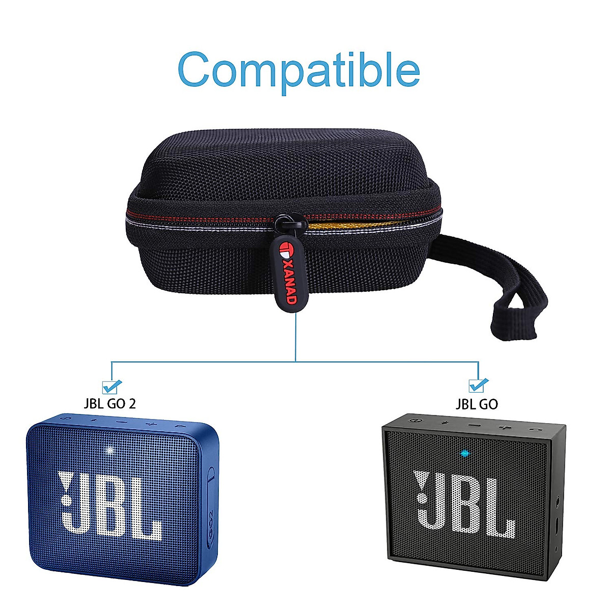 XANAD Hard Case for JBL GO or JBL GO 2 Speaker - Travel Carrying Storage Protective Bag (Blue)