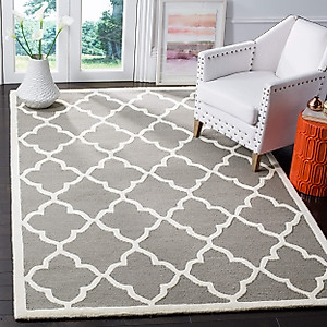 SAFAVIEH Cambridge Collection 8' x 10' Dark Grey/Ivory CAM312D Handmade Moroccan Trellis Premium Wool Area Rug